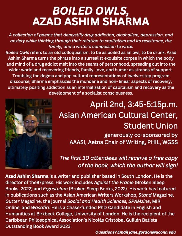 Boiled Owls: A Poetry Reading by Azad Ashim Sharma – Disability & Access Collective